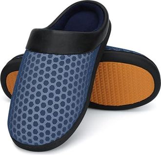 Mishansha Chaussons Femme Hiver Pantoufles Homme Hiver Chaud Fourrés Charentaises Confortable Memoire de Forme Slippers YInMn Bleu, GR.36 EU