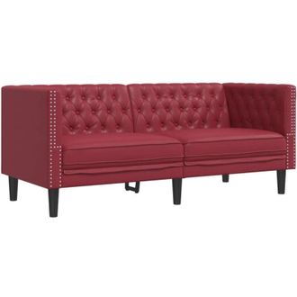 vidaXL Chesterfield-Sofa 2-Sitzer Weinrot Kunstleder Vidaxl