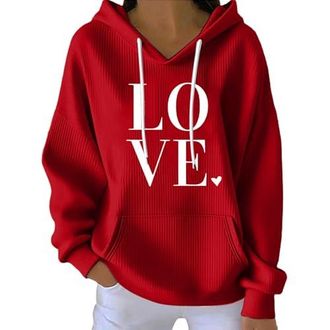 Generic Sweat &agrave; capuche d&eacute;contract&eacute; &agrave; manches longues pour femme | Sweat &agrave; capuche imprim&eacute; en polaire douce pour lautomne, rose, XXL