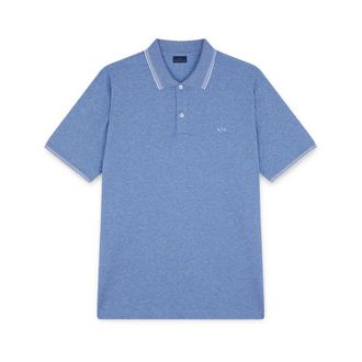 Paul & Shark Homme, Tops, Bleu, Taille: S Polo en coton piqué jaspé avec finitions rayées