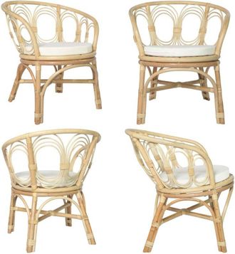 vidaXL Vidaxl - Chaise à manger avec coussin Rotin naturel et lin - Chaises De Salle à Manger - Chaise Design - Chaise Rotin - Chaise Confortable - Mobilier