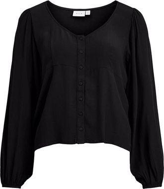 Vila Damen Vifini V-Hals L/S Top/Su - Noos Langarmshirt, Schwarz, 40 EU
