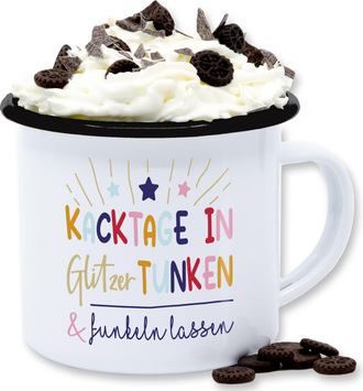 Shirtracer Emaille Tasse Blechtasse - Statement - Kacktage in Glitzer tunken und funkeln lassen | Geschenk für Kollegen | Geschenkidee Kolleginnen | Glitzer Spru