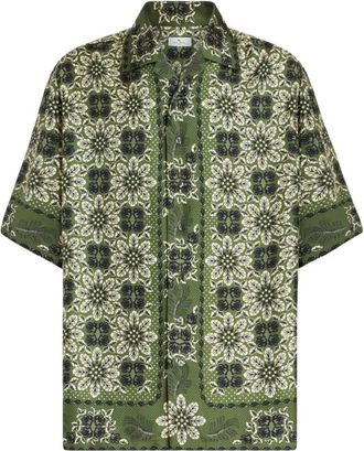 Etro Homme, Chemises, Vert, Taille: S Floral Print Silk Shirt