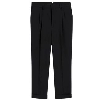 Ami Homme, Pantalons, Noir, Taille: W40 Pantalon Coupe Carotte en Laine Noire