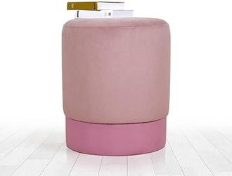 Atelier Del Sofa Bohemian Pink Pouffe, 43 cm Height x 38 cm Depth | 50% Cotton & 50% Velvet, 5 cm Orthopedic Sponge | Stylish & Comfortable for Hotel & Home Decor