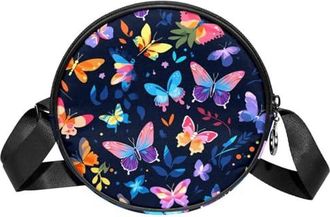 Generic Sac &agrave; bandouli&egrave;re rond pour femme, petit sac &agrave; bandouli&egrave;re color&eacute; avec fermeture &eacute;clair, bretelles r&eacute;glables, sac &agrave; main rond d&eacute;contract&eacute; pour femmes 