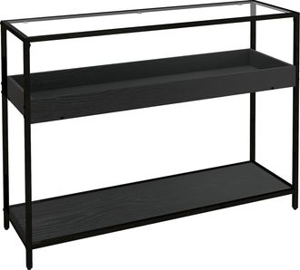 HOMCOM Konsolentisch, Flurtisch mit 2 Regalen, Platte aus Hartglas, 100 x 30 x 78 cm, Beistelltisch, Sofatisch, f&uuml;r Flur, Kleinen Raum, Eingang, Wohnzimmer, 