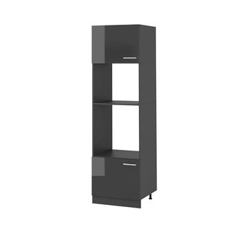 Vicco Armoire Micro-Ondes R-Line, Anthracite Haute Brillance, 60cm