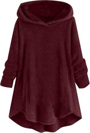 Generic Sweat &agrave; capuche surdimensionn&eacute; pour femme - Pull ample pour femme - Automne/hiver - Couleur unie - Manches longues - En peluche - Chaud - V&ecirc;tements da