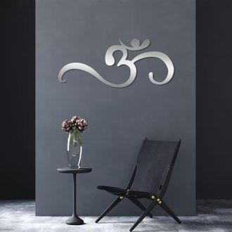 Generic Wanddeko aus Metall OM, OM-Dekor, Zen-Yoga-Raumdeko, OM-Symbol, Yoga-Deko, Namaste, Geschenk f&uuml;r Yoga-Liebhaber, Spirituelle Geschenke, (Silber, 60 x