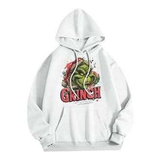 Generic Le Grinch Sweat A Capuche Femme Vetement Pull 2025 Moche Pulls Costume Pyjama Vêtements Deguisement Noël Hiver Femmes Polaire De Christmas The Oversiz