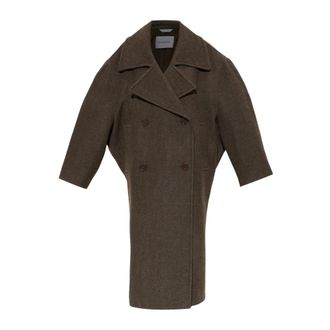 Balenciaga Woll Zweireihiger Mantel - - Coats - Damen - Braun - S
