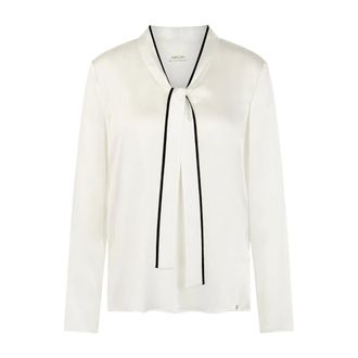 Marc Cain Femme, Blouses et Chemises, Beige, Taille: 44 FR Blouse en soie m&eacute;lang&eacute;e d&eacute;contract&eacute;e
