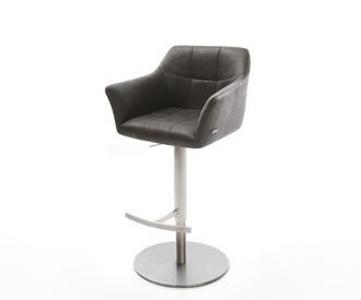DELIFE Barstuhl Yulo-Flex Vintage Anthrazit Drehfu&szlig; h&ouml;henverstellbar Edelstahl, Barst&uuml;hle