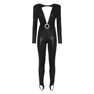 Philipp Plein Femme, Combinaisons et Ensembles, Noir, Taille: 42 FR Combinaison &agrave; &Eacute;paules Rembourr&eacute;es