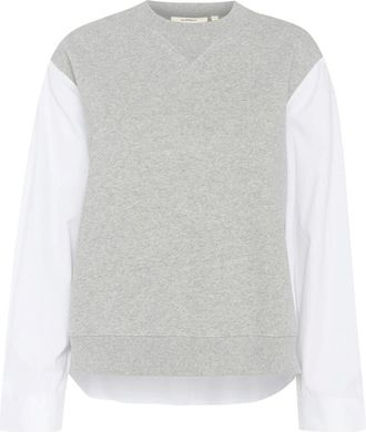 Inwear Femme, Blouses et Chemises, Gris, Taille: 44 FR Haut Blanc Superpos&eacute; &agrave; Manches Longues