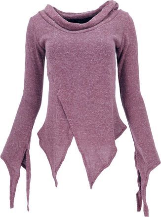 Guru Shop Pixishirt mit Schalkragen Baumwollstrick Pullover - Altrosa, Damen, Baumwolle, Size:S/M
