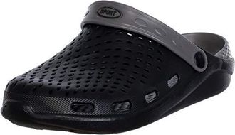 Brandsseller Sabots pour homme, chaussures de sport, chaussures de loisirs, pantoufles, chaussures de jardin, chaussures de bain larges, noir/gris, 41 EU