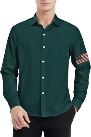 Generic Chemise extensible &agrave; manches longues pour homme - Chemise boutonn&eacute;e imprim&eacute;e - Coupe r&eacute;guli&egrave;re - Chemise daffaires urbaine &eacute;l&eacute;gante - Chemisier formel
