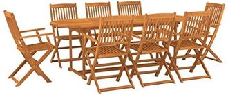 vidaXL Bois dAcacia Massif Mobilier &agrave; D&icirc;ner de Jardin 9 pcs Table et Chaises de Patio Ensemble de Salle &agrave; Manger de Terrasse Ext&eacute;rieur