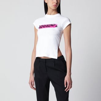 Balenciaga Messy-Spray T-Shirt mit Cut-out-R&uuml;cken, wei&szlig;