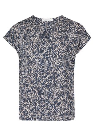 Betty & Co Damen Blusenshirt mit Gummizug XL, Dark Blue/Nature