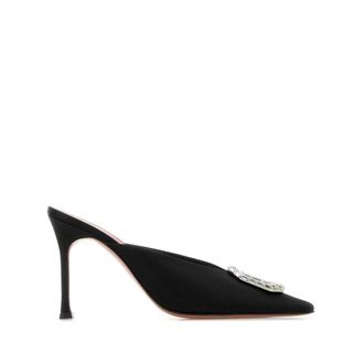 Amina Muaddi Schwarze Kristall Schnalle Stiletto Abs&auml;tze - - Shoes - Damen - Schwarzk - 37 EU
