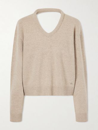 Acne Studios Leather-trimmed Wool Sweater - Neutrals