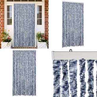 vidaXL Fliegenvorhang Blau und Wei&szlig; 100x230 cm Chenille - Fliegenvorhang - Insektenschutz - T&uuml;rvorhang - Moskitonetze - Sommergarten - Home & Living