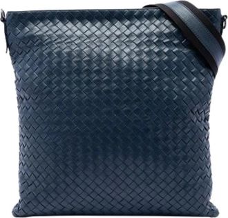 Bottega Veneta Sac bandouli&egrave;re en nappa tress&eacute; Pre-owned - Femme - Pre-owned - Bleu - Taille: ONE Size