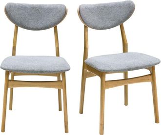 Miliboo Skandinavische St&uuml;hle aus graumeliertem Stoff mit Samteffekt und hellem Holz aus massiver Eiche (2er-Set) maya