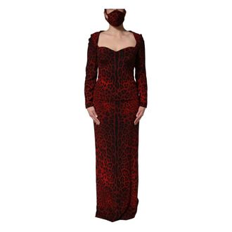 Dolce & Gabbana Femme, Robes, Rouge, Taille: 38 FR Robe fourreau imprim&eacute; l&eacute;opard
