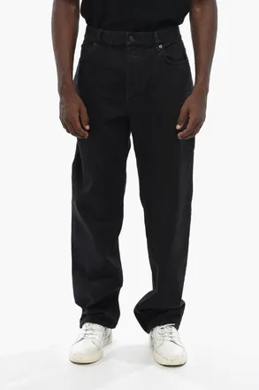 Saint Laurent Straight-Leg Jeans with 23cm Leather Patch Saint Laurent