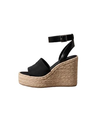 Calvin Klein Elizabeth - Espadrille-Sandalen in CK-Schwarz mit Keilabsatz