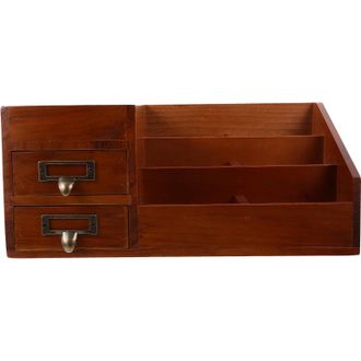 Hemobllo JOINPAYA Holz Aufbewahrungsorganizer mit Schubladen Desktop Make Up Organizer Schreibtisch Kosmetik und Schmuckaufbewahrung Rustikale Dekoration B&uuml;ro 