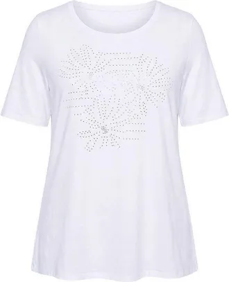 Ulla Popken T-Shirt T-Shirt A-Linie Rundhals Halbarm Pima Cotton
