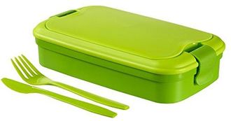 Curver Bento avec Couverts - pour Transporter Votre Panier Repas - 13,5x23,5x6,3 cm - Vert