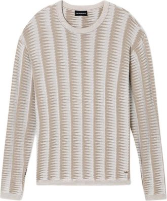 Emporio Armani Homme, Pulls, Beige, Taille: 2XL Pull ras du cou en coton tricot&eacute;