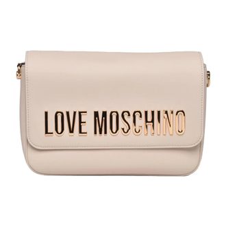 Love Moschino Femme, Sacs, Beige, Taille: ONE Size Sac bandouli&egrave;re en polyur&eacute;thane &agrave; logo emboss&eacute;