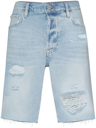 Frame Denim bermuda Le Slouch &agrave; effet us&eacute; - Bleu