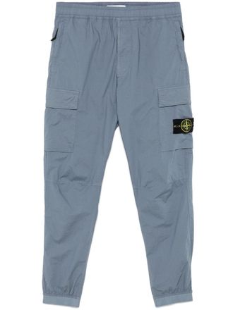 Stone Island pantalon cargo &agrave; patch Compass - Bleu
