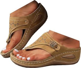 Generic Sandales orthop&eacute;diques compens&eacute;es pour femme - Tongs antid&eacute;rapantes avec soutien de la vo&ucirc;te plantaire - Chaussures de mariage &agrave; enfiler - Bout ouvert