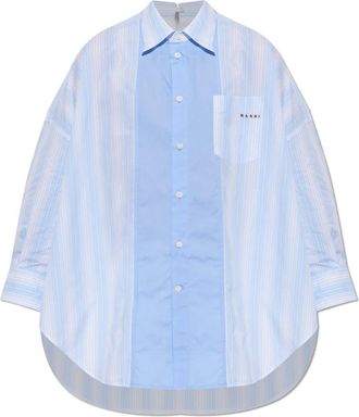 Marni Femme, Blouses et Chemises, Bleu, Taille: 40 FR Asymmetrical Cut Shirt