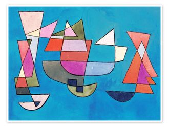 Posterlounge Segelschiffe Poster von Paul Klee 70 x 50 cm T&uuml;rkis Wandbilder Wanddeko