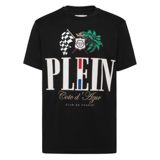 Philipp Plein Homme, Tops, Noir, Taille: XL T-Shirt Col Rond D Azur