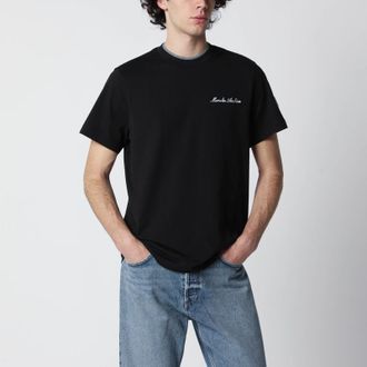 Moncler Black T-shirt with embroidered logo