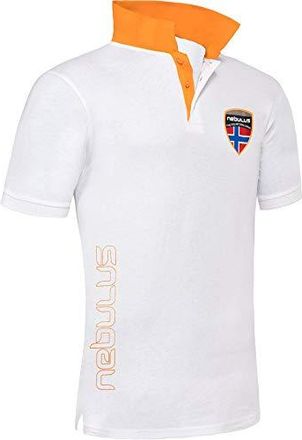 Nebulus Alex Polo pour homme avec broderie pour homme Chemise à manches courtes pour homme, Blanc., XL