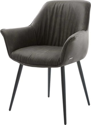 DELIFE Polsterstuhl Keila-Flex mit Armlehnen 4-Fuß konisch Schwarz Mikrofaser Anthrazit Vintage