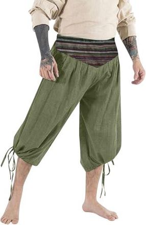 Generic Pantalon court pour homme avec lacets - Pantalon d&eacute;t&eacute; Viking - Costume m&eacute;di&eacute;val - Costume de pirate m&eacute;di&eacute;val - Short de loisirs - Couleur unie - L&eacute;ger